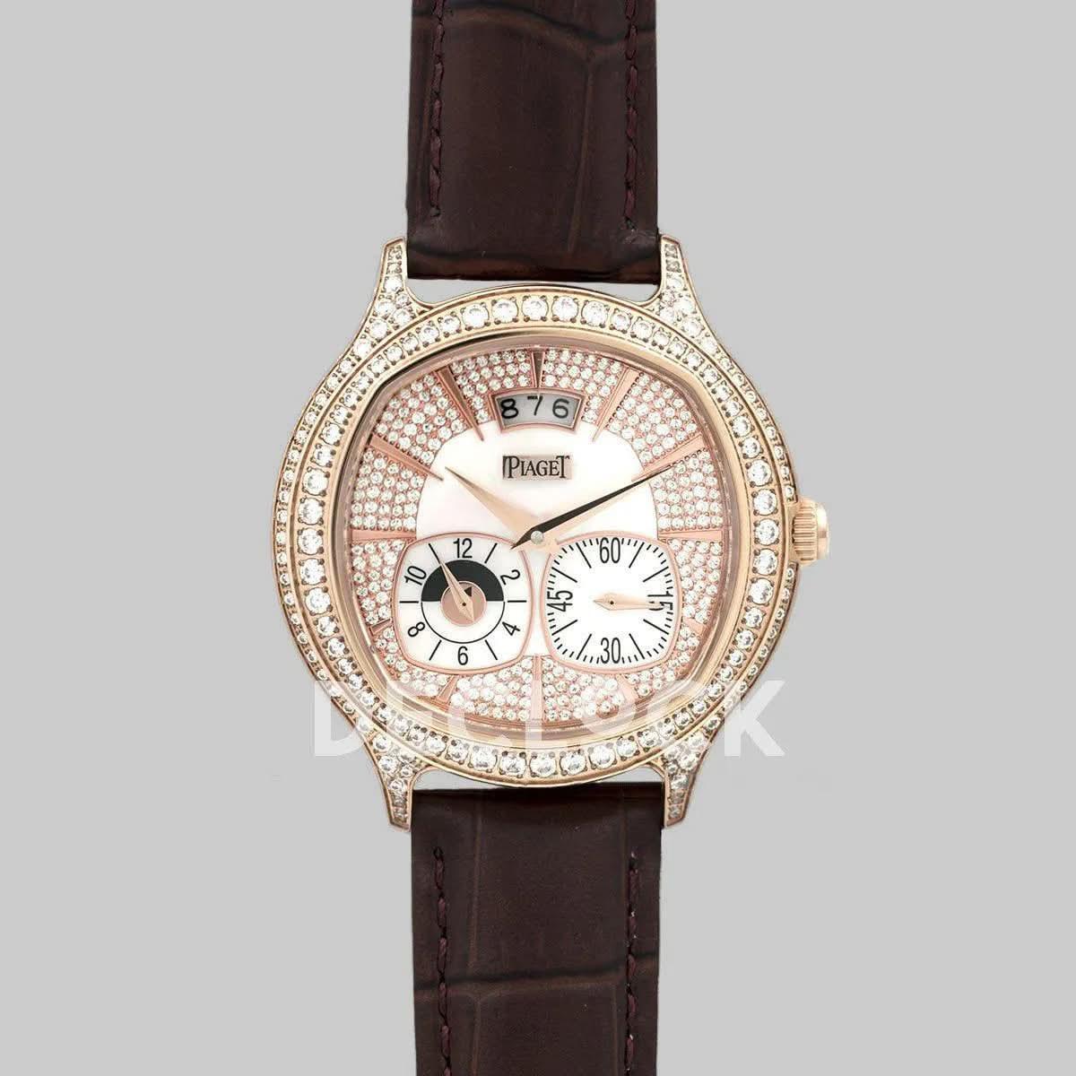 Replica Piaget Black Tie Emperador Cushion White Dial in Rose Gold with ...