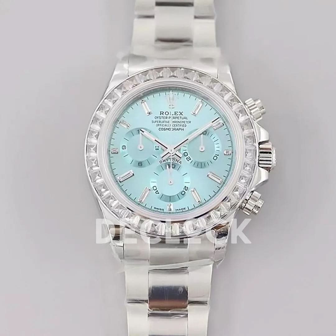 Replica Rolex Daytona Diamond Bezel in Ice Blue Dial – DECLOCK