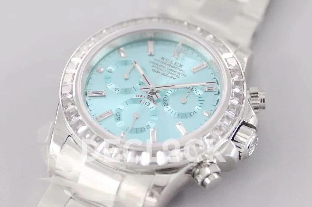 Replica Rolex Daytona Diamond Bezel in Ice Blue Dial – DECLOCK